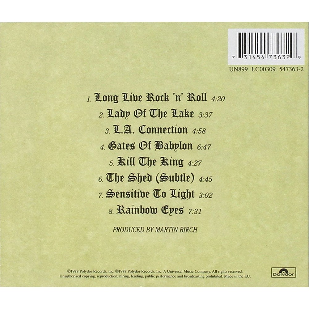 Rainbow - Long Live Rock 'N' Roll CD - 0731454736329