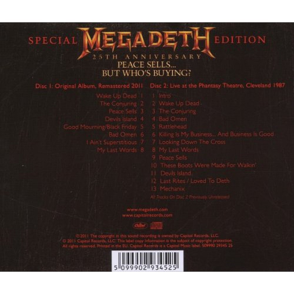 Megadeth - Peace Sells But Who's Buying? (25. Yıl Özel Baskısı) 2 CD ...