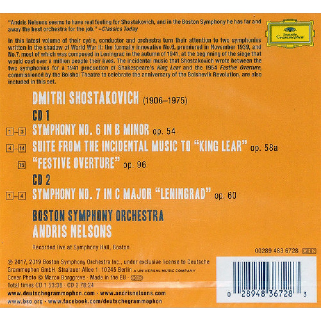 Andris Nelsons, Boston Symphony Orchestra - Shostakovich Symphonies Nos ...